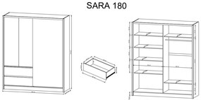 Piaski Šatní skříň SARA 180 Barva: bílá