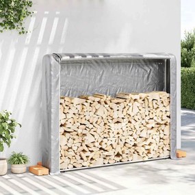 Stojan na palivové dřevo s krytem proti dešti 200x25x150 cm Stříbrná 4100710