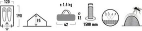 High Peak Minipack / Stan pro 2 osoby / 120x190 x 95 cm / vodní sloupe