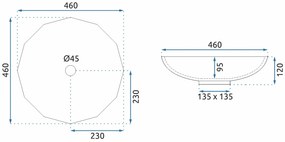 Rea Arctic Black, skleněné umyvadlo na desku 45x45x12,5 cm, černá, REA-U5068