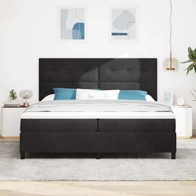 Postel s boxspringem s čelo Černý 200 x 200 cm samet 3339856