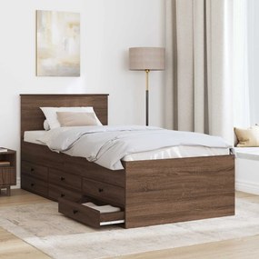Daybed s čelo Hnědý dub a černá 75 x 190 cm Kompozitní dřevo 3408542