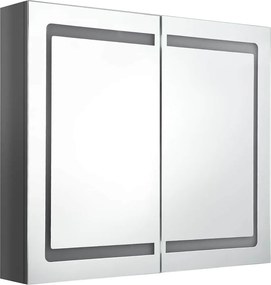 LED koupelnová skříňka se zrcadlem zářivě šedá 80 x 12 x 68 cm 326514
