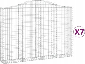 vidaXL Gabionové koše, 7 ks, 200 x 30 x 140/160 cm, galvanizované železo