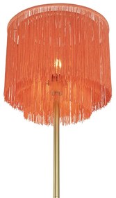 Orientální stojací lampa zlatá růžová s třásněmi - Franxa