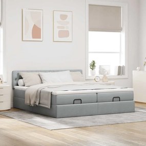 Osmanský rám postele s matrací světle šedá 180x200cm textil 3312864