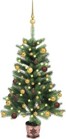 vidaXL Umělý vánoční stromek s LED a sadou koulí 90 cm zelený [3077552] Barva: zlatá