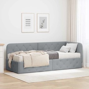 Rohový rám postele Světle šedá 80 x 200 cm textil 3394029