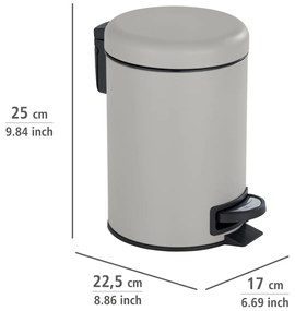 Wenko Pedálový odpadkový koš Leman 3 l, taupe, 3 l