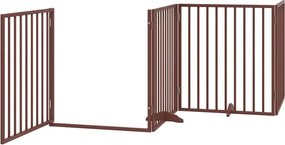 Zábrana pro psy s dvířky skládací 6 panelů hnědá 480 cm topol 3155581