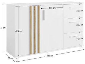 Kondela Komoda, 2D3S, bíla/dub artisan, TOLIS TYP 3