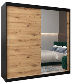 Šatní skříň 200 cm Toki 2 (Černá matná + Dub artisan). 1065019