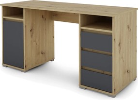 Byliving Psací stůl »Lobo«, s spoustou úložného prostoru. (dub Artisan / antracitová)