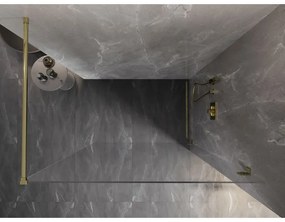 Mexen Lunar sprchová stěna pravá 130 x 200 cm, 8mm čiré sklo, zlatá lesklá, 830-130-000-50-00-P