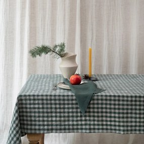 Lněný ubrus 140x200 cm Forest Green Gingham – Linen Tales