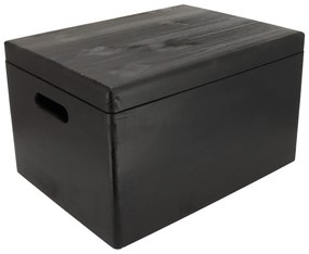 ČistéDřevo Dřevěný box s víkem 40 x 30 x 23 cm - černý