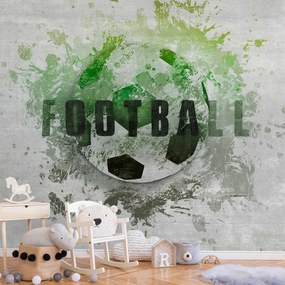 Fototapeta Fotbal je koníček - zelený motiv s fotbalovým míčem a nápisem