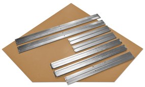 Rohový kovový regál RIVET, 180x90x45x64,5 cm, 5x HDF police, zinek