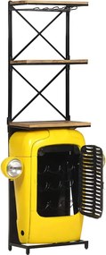 Stojan na víno traktor žlutý 49 x 31 x 172 cm masivní mangovník 320488