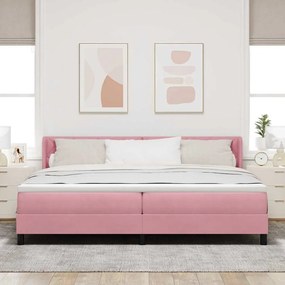 Postel s boxspringem s čelo Růžová 200 x 200 cm samet 3341545