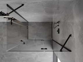 Mexen Mist-H Duo, 2-křídlý ​​výklopný sprchový kout 90 x 100 cm, čiré sklo, černý profil, 8A5-090L-100P-70-00