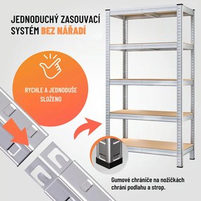 Regál s vysokou nosností HEAVY, max. 875kg, 90x40x180cm, stříbrná Jurhan