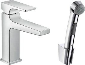Hansgrohe Metropol, páková umyvadlová baterie s ruční sprchou Bidette, chromová, 32522000