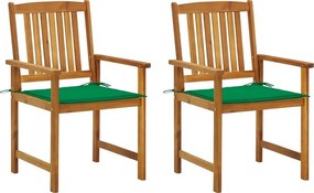 vidaXL Zahradní židle s poduškami 2 ks masivní akáciové dřevo [3061167] Barva: Zelená