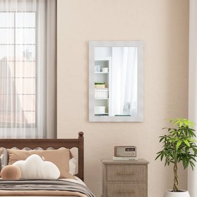 Costway Nástěnné zrcadlo Farmhouse s dřevěným kaučukovým dřevěným rámem