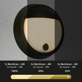 BRI 3784015 Puni LED venkovní nástěnné svítidlo, nabíjecí, 3 krokový dotykový stmívač, časovač, černá - BRILONER