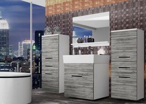 Koupelnový nábytek Belini šedý antracit Glamour Wood + umyvadlo + zrcadlo  KOR M 4/1/W/GW1/0/ZW