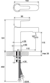 Ravak X070113 - Umyvadlová baterie PURI 19,1 cm lesklý chrom
