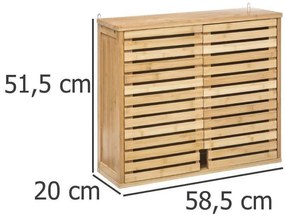 Koupelnová závěsná bambusová skříňka s policemi, skandinávský styl