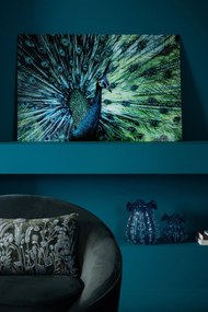 Nástěnná skleněná dekorace páv Peacock – 120*0,4*80 cm