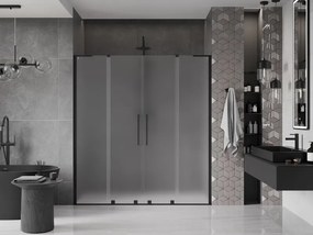 Mexen Velar L Duo, posuvné sprchové dveře do otvoru 200 cm, 8mm sklo námraza, černá matná, 871-200-003-32-70