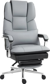 HOMCOM Kancelářská židle, ergonomická židle s houpací funkcí, opěrky na ruce, podnožka, sklápěcí počítačová židle s bederním polštářem, do 120 kg zatí