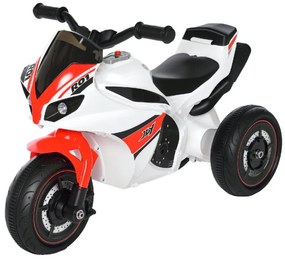 HOMCOM Dětská motorka s hudbou pro děti od 18 do 36 měsíců, bílá, 74x39x48 cm, stabilní a bezpečná pro batolata | Aosom.de
