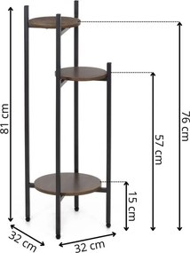 Kovový stojan na květiny 81 cm SPRINGOS GA0215 tmavě hnědý