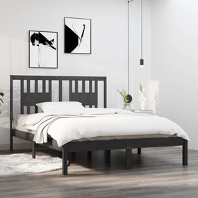 vidaXL Rám postele masivní dřevo 135 x 190 cm dvojlůžko [3104038] Barva: Šedá