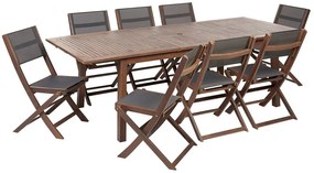 Zahradní souprava stolu a 8 židlí z tmavého akáciového dřeva CESANA Beliani