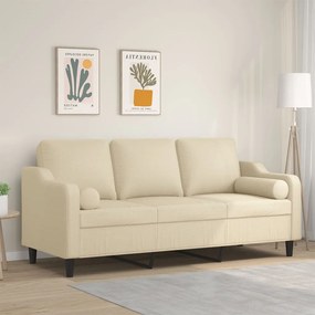3místná pohovka s polštáři krémová 180 cm textil 3200855