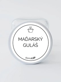 Samolepka na kořenky MAĎARSKÝ GULÁŚ bílá 5 cm základní písmo