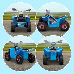 HOMCOM dětská elektrická čtyřkolka, mini elektrická čtyřkolka s funkcí jízdy vpřed a vzad, 6 V elektrické vozidlo pro děti 1,5-3 roky, 2,5 km/h, modr…