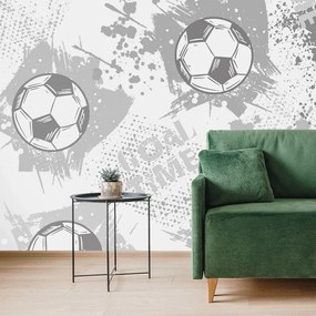 Samolepící tapeta fotbalový míč v šedém - 300x200 cm