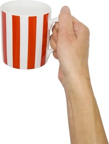 Hrnek Ahoy, 350 ml – porcelán Fine Bone China, červené pruhy, námořnický design