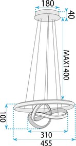 Toolight Toolight, LED závěsné osvětlení 45cm, 68W, 3000K, 3500lm, LHJ035-CP, zlatá, OSW-50048