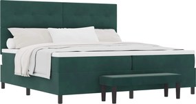 Postel s boxspringem s čelo Tmavě zelená 200 x 200 cm samet 3344537