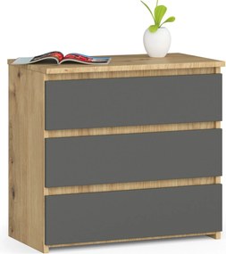 Komoda CL3 3SZ CLP dub artisan/grafitová šedá