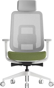 Kancelářská ergonomická židle K42 WHITE SP – síť/ čalouněná, zelená