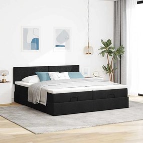 Osmanský rám postele s matrací černý 200x200cm textil 3312831